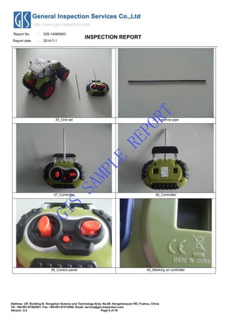 Pre shipment inspection sample report for toy-ratio control car | PDF