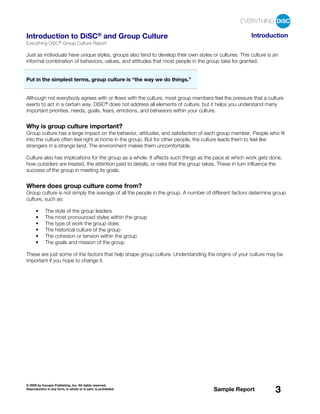Everything DiSC - Sample Group Culture Report | PDF