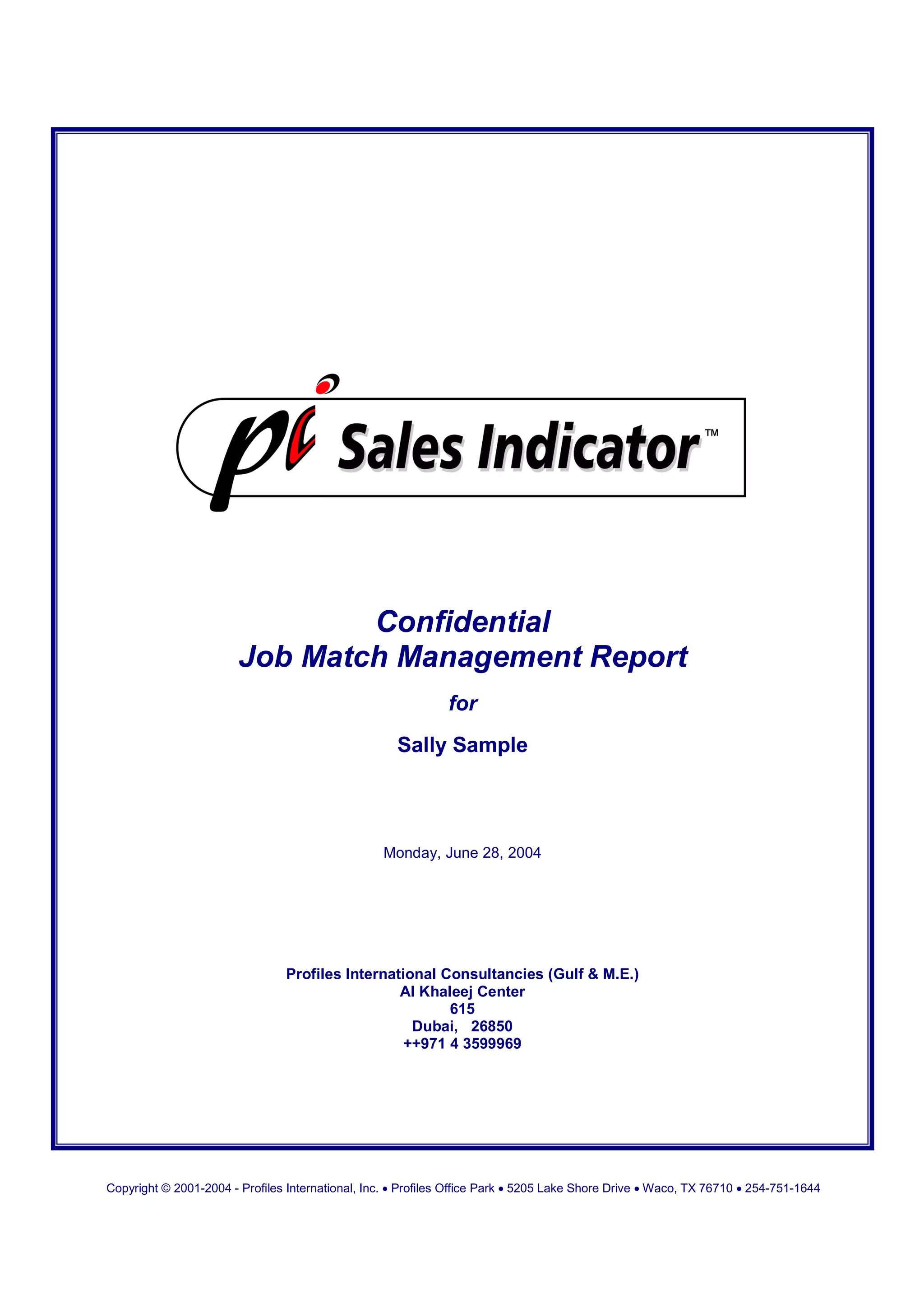Sample Report Of PSI Management Report | PDF