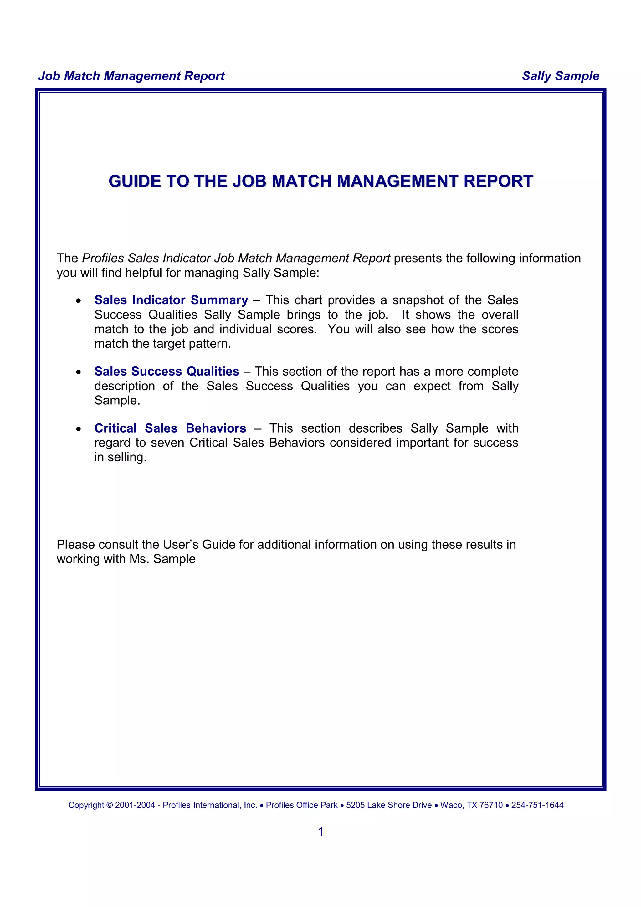 Sample Report Of PSI Management Report | PDF