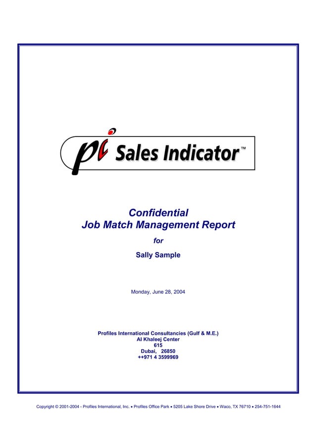 Sample Report Of PSI Management Report | PDF