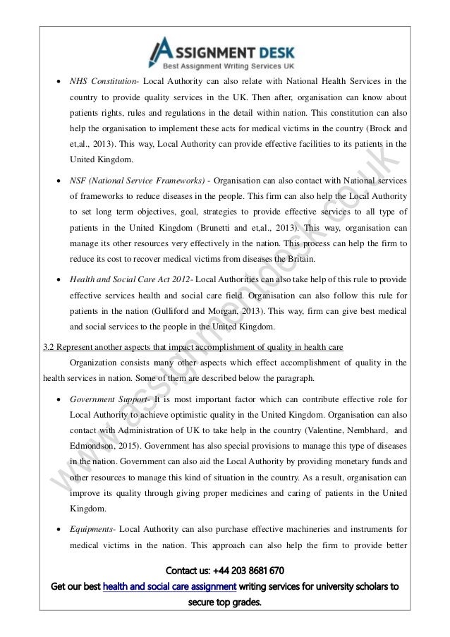 Sample report on health and social care management