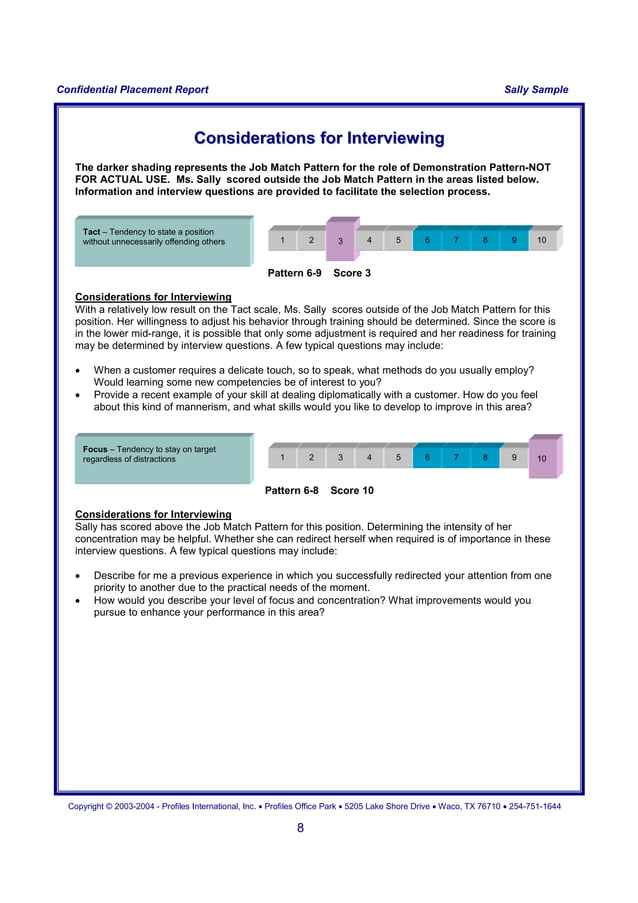 Sample Report Placement Report (Pcsp) | PDF