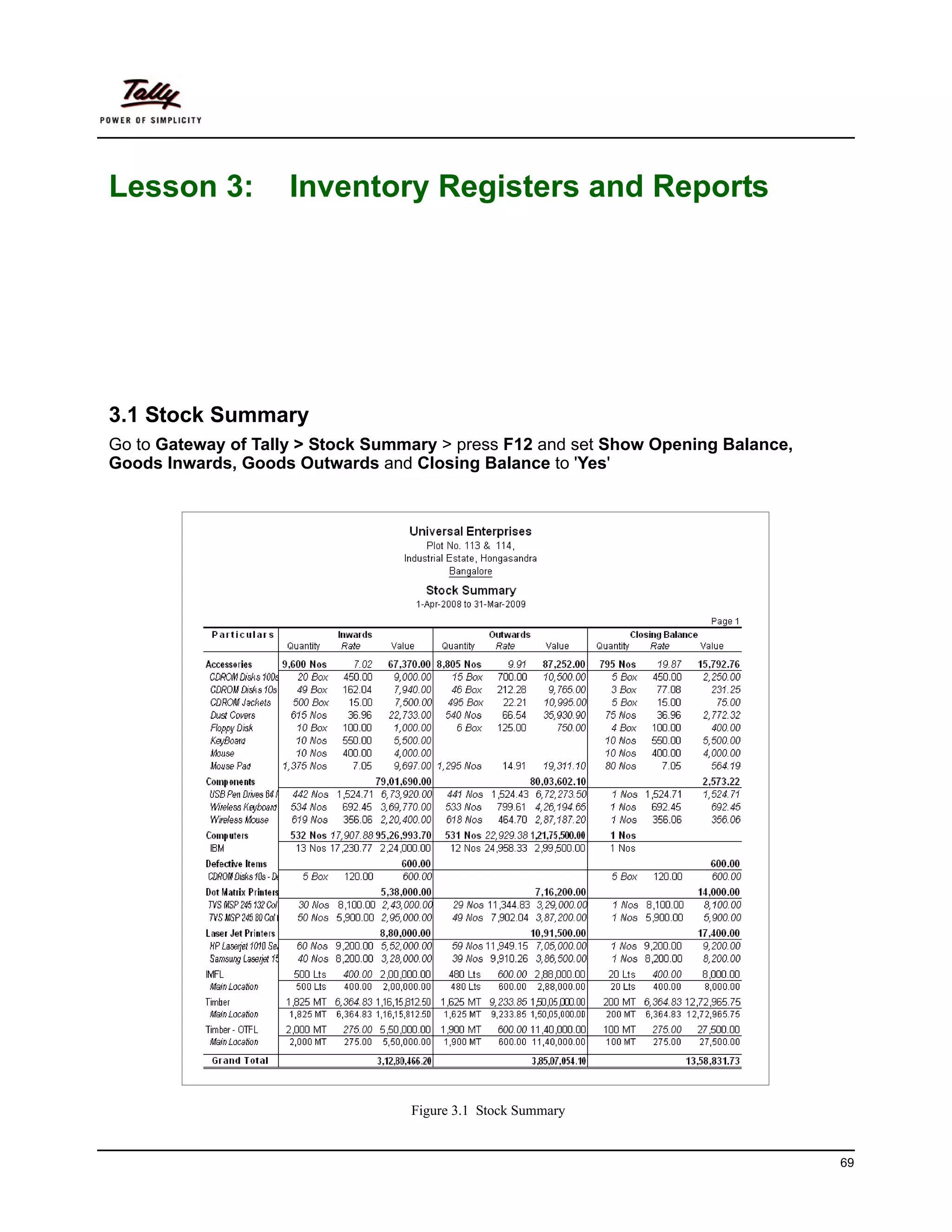 Sample reports in tally erp 9 | PDF