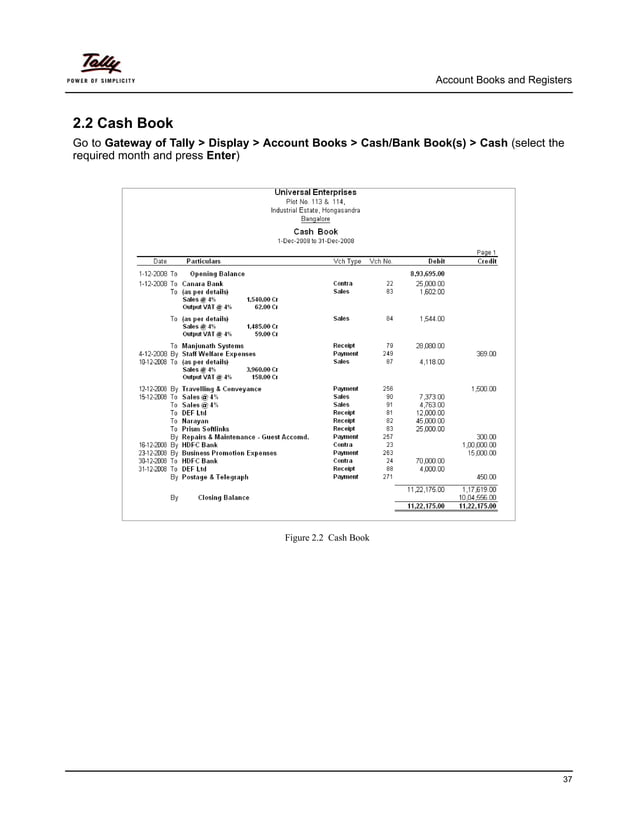 Sample reports in tally erp 9 | PDF