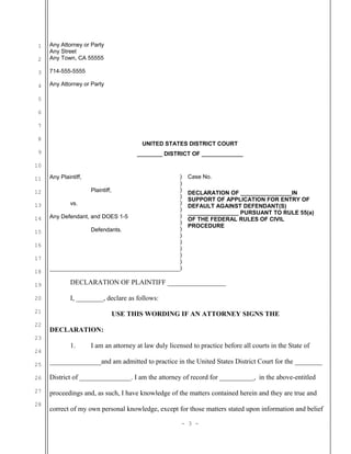 Sample request for entry of default under rule 55(a) in United States ...