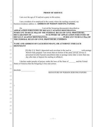 Sample request for entry of default under rule 55(a) in United States ...