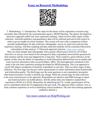 Sample Research Essay | PDF