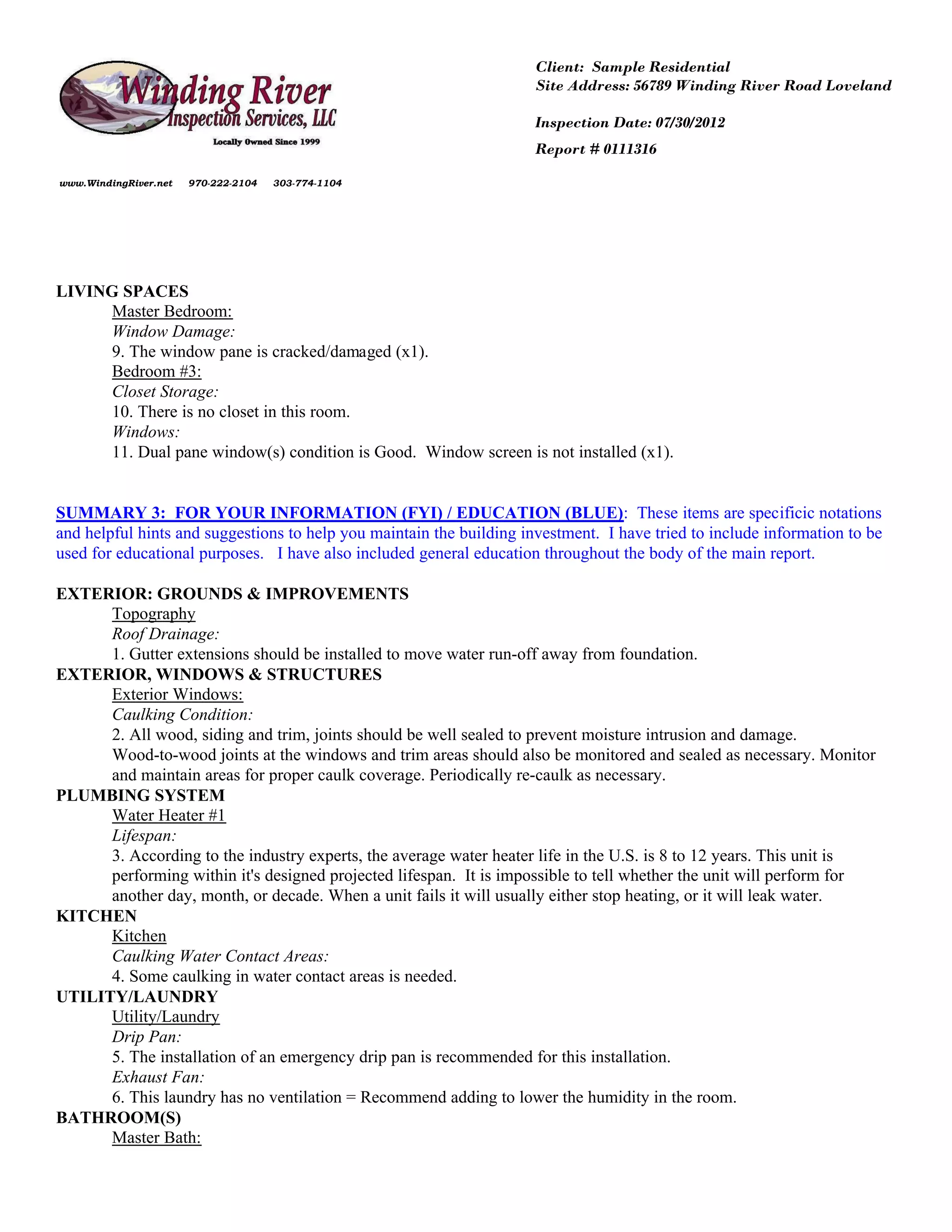 Sample Residential Inspection Report | PDF