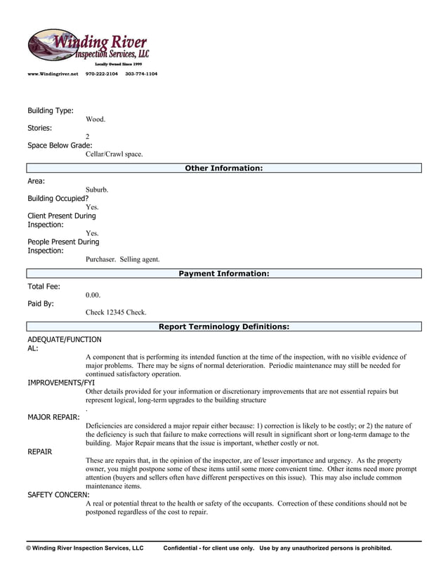 Sample Residential Inspection Report | PDF | Indoor Environmental ...