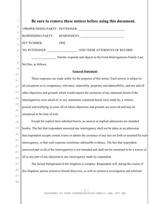 Sample responses to form interrogatories for California divorce | DOC