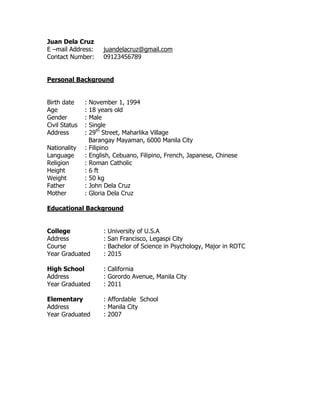 Sample resume for ROTC aspiring officers | DOCX