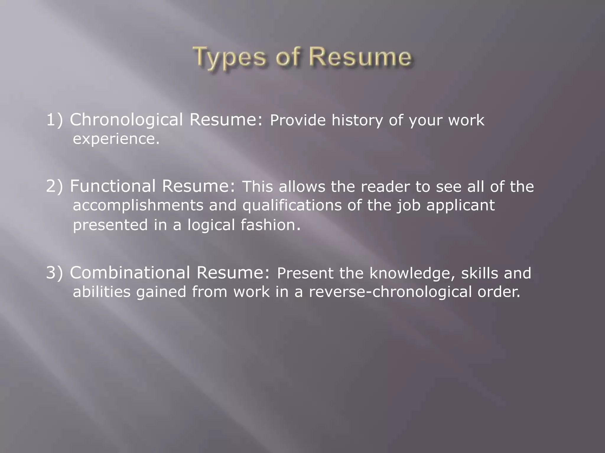 Sample resume ppt | PPTX