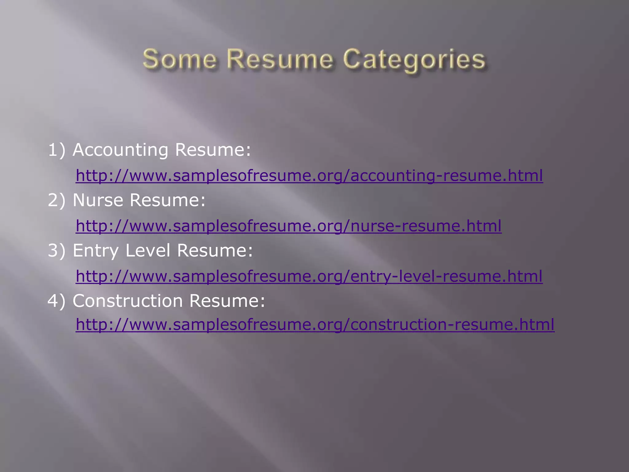 Sample resume ppt | PPTX
