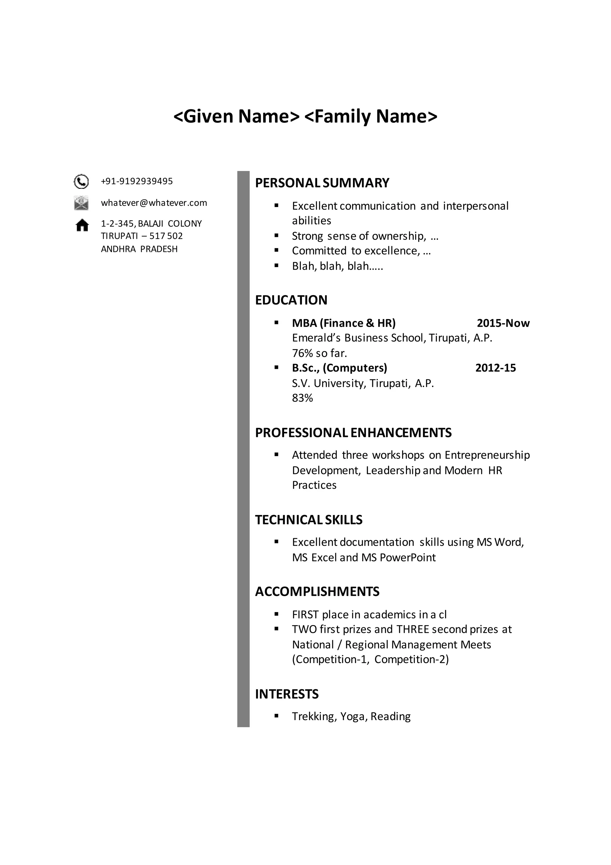 Sample Resumes | DOCX | Desktop Publishing | Computer Software and Applications