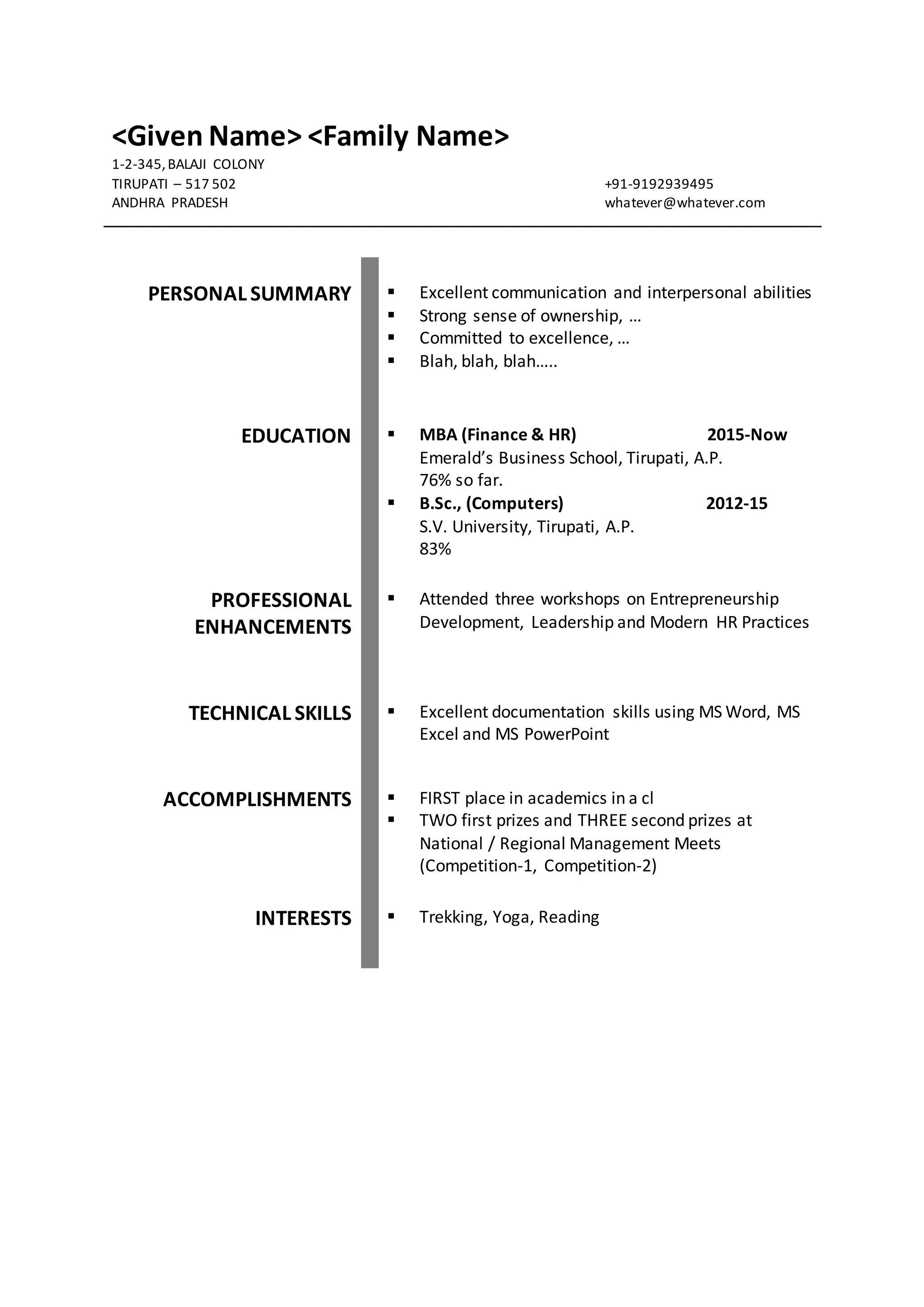 Sample Resumes | DOCX | Desktop Publishing | Computer Software and Applications