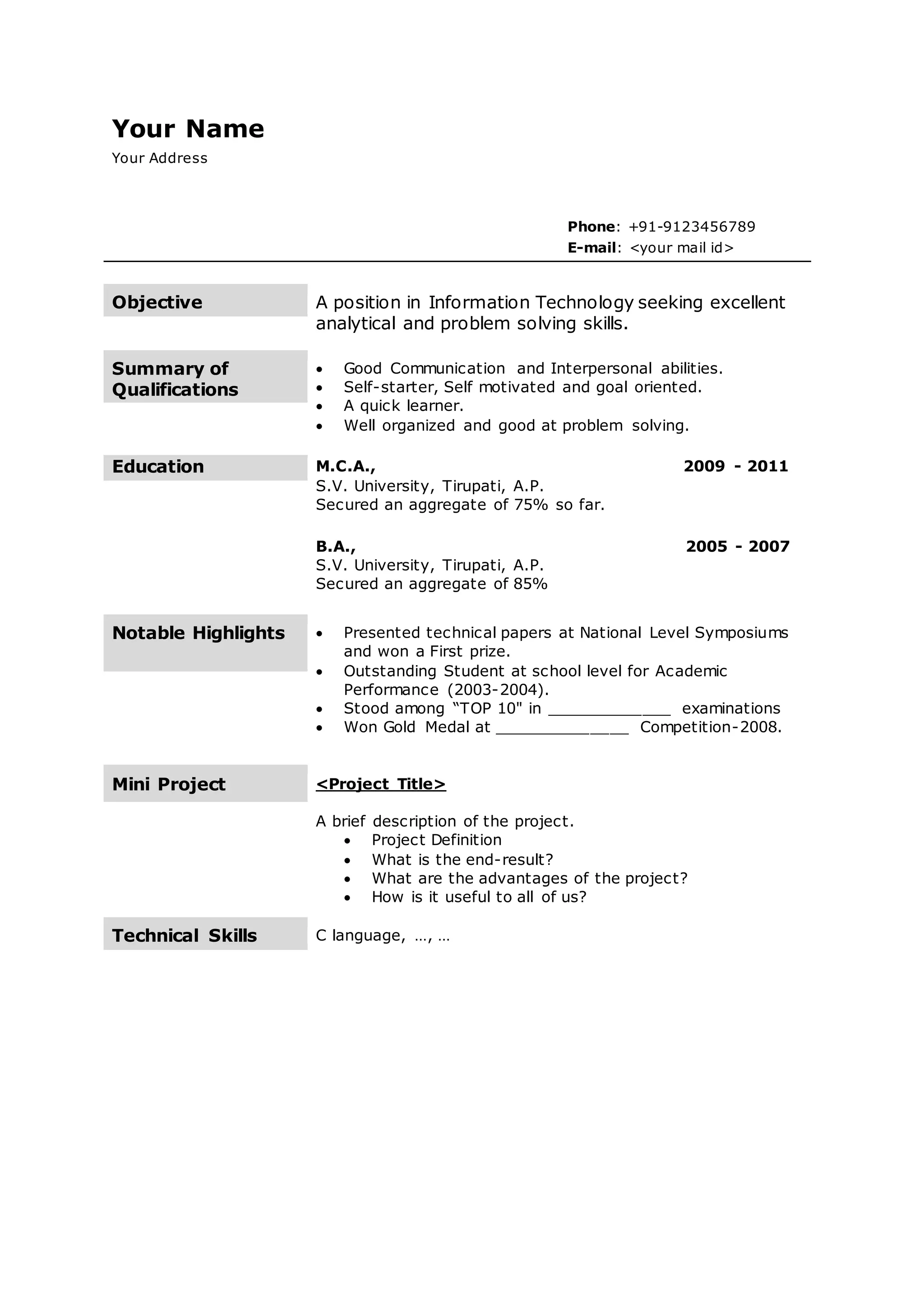 Sample Resumes | DOCX | Desktop Publishing | Computer Software and Applications