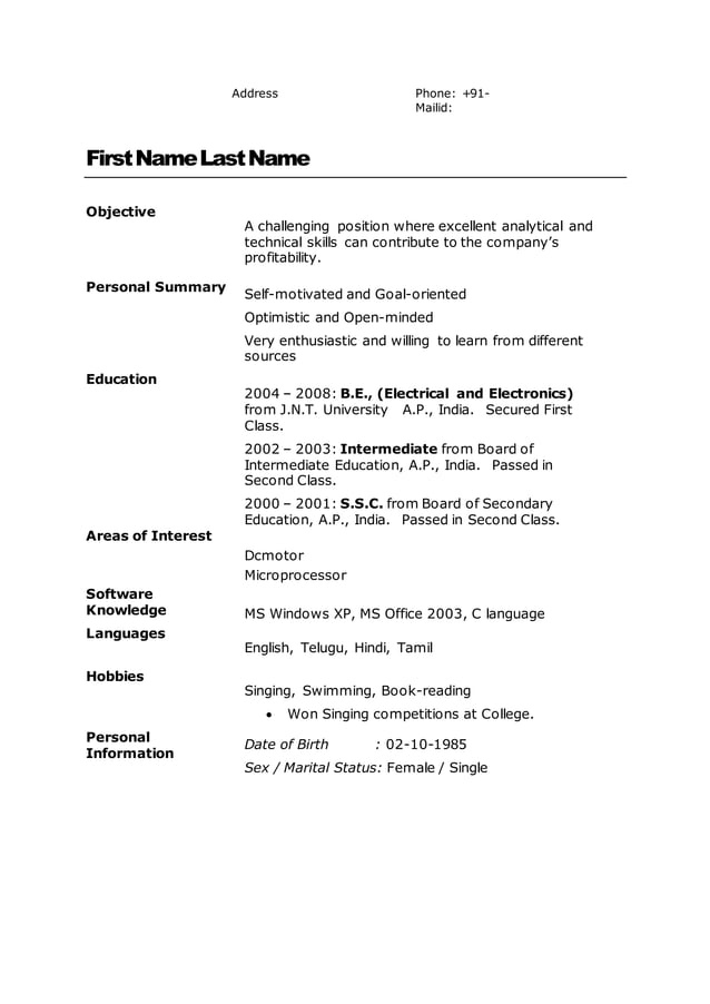 Sample Resumes | DOCX | Desktop Publishing | Computer Software and Applications