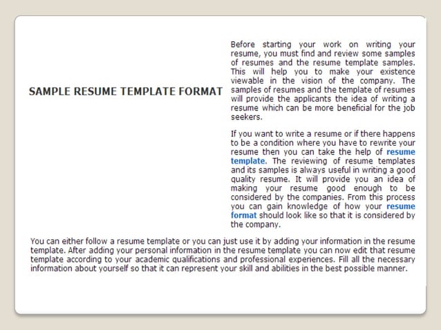 Sample resume template | PPSX