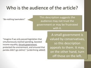 Sample rhetorical analysis | PPTX | Education