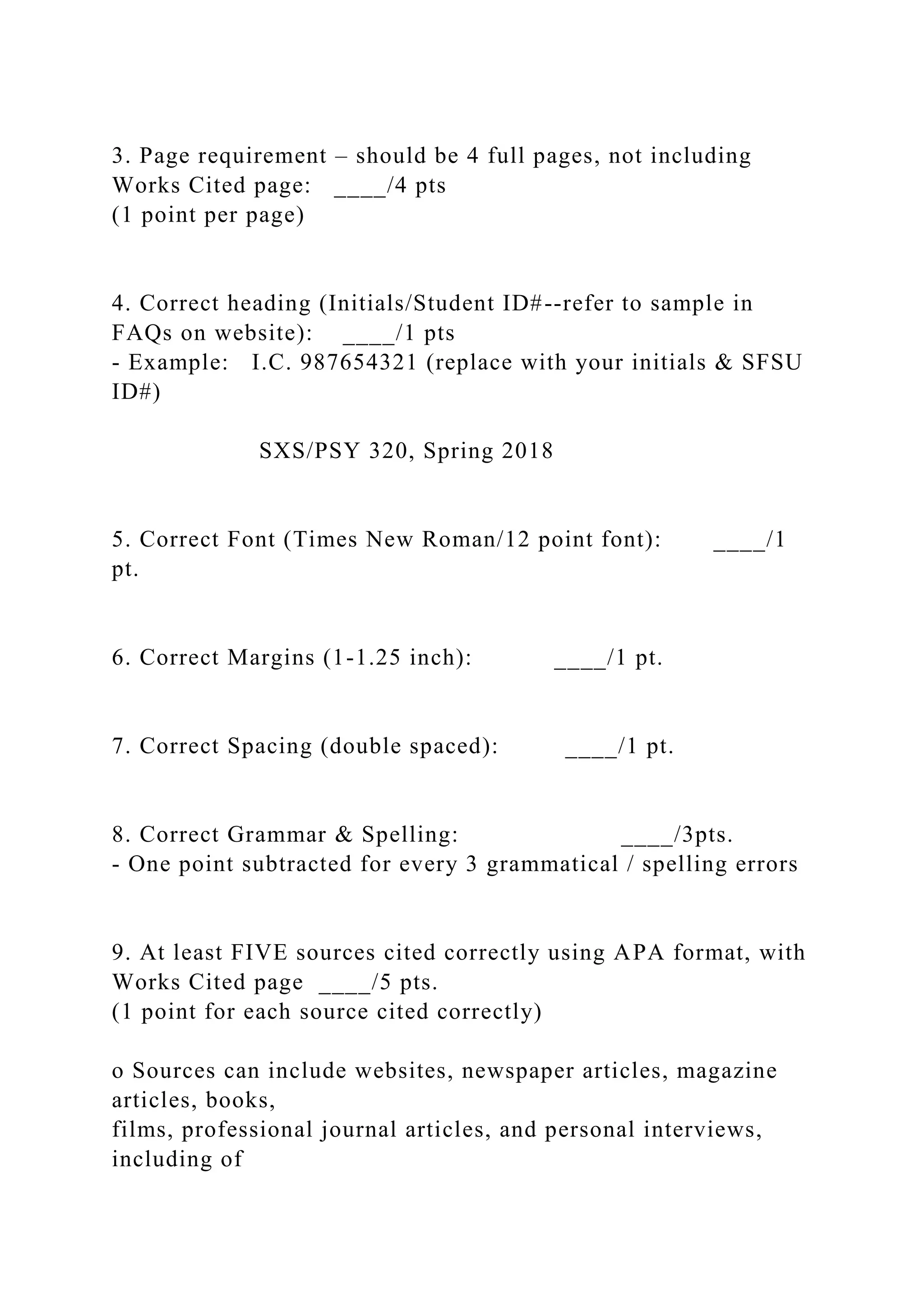 Sample Rubric Sex And Relationships Sxspsy 32 Docx