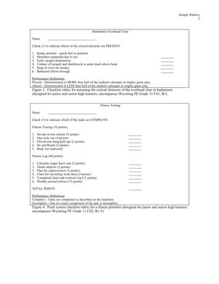 Sample rubricsforpe | DOC