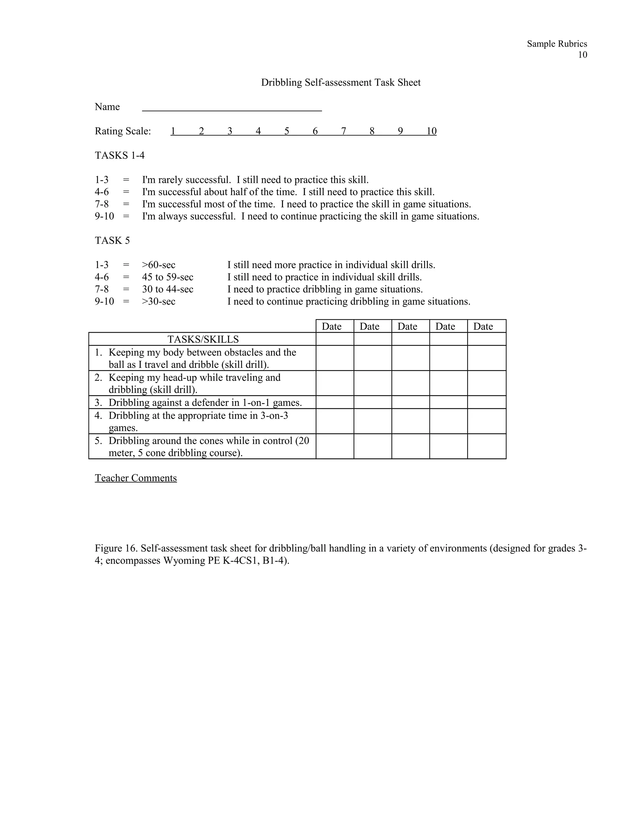 Sample rubrics for_physical_education_0 | DOC