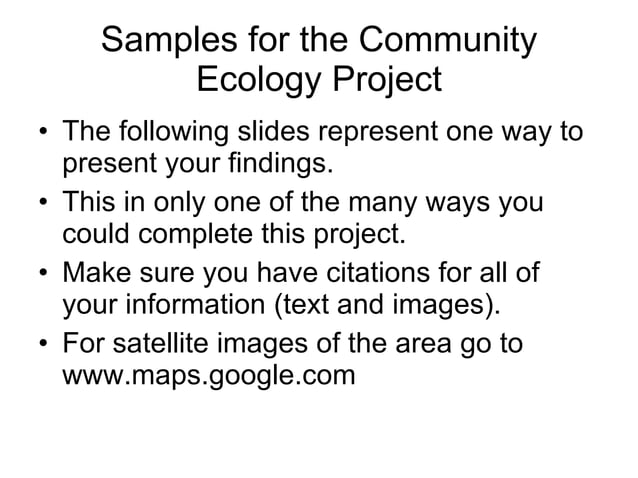 Samples For The Community Ecology Project with all images | PPT