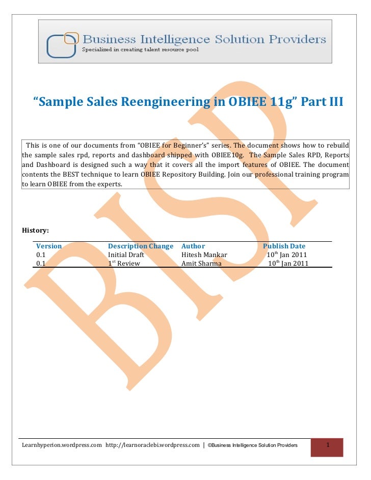 Obiee 11g Documentation