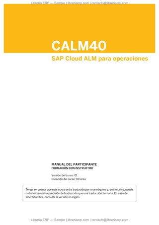 CALM40 Col01 SAP Cloud ALM para operaciones | PDF