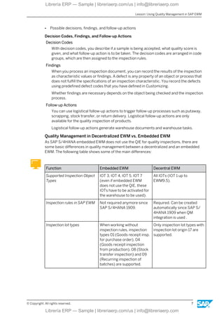 Quality Management in SAP Extended Warehouse Management | PDF