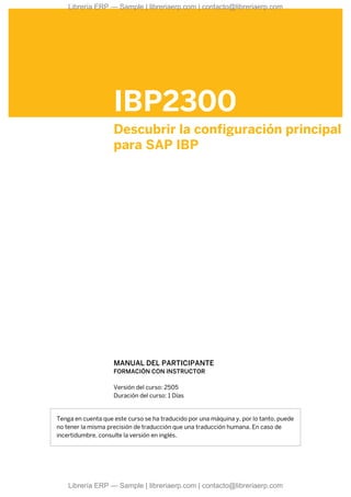 IBP2300 Col2505 Descubrir la configuración principal para SAP IBP | PDF