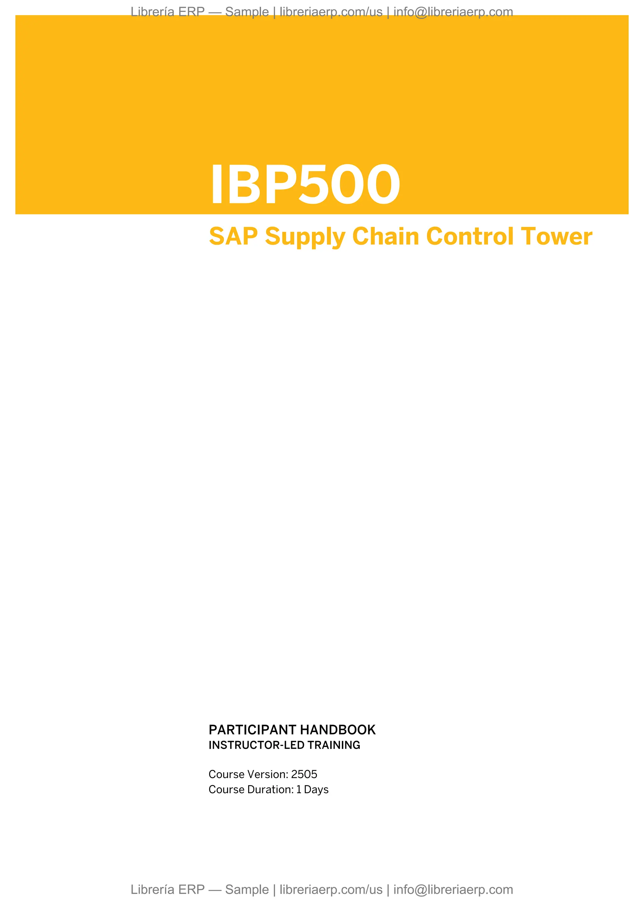 IBP500 Col2505 SAP Supply Chain Control Tower | PDF