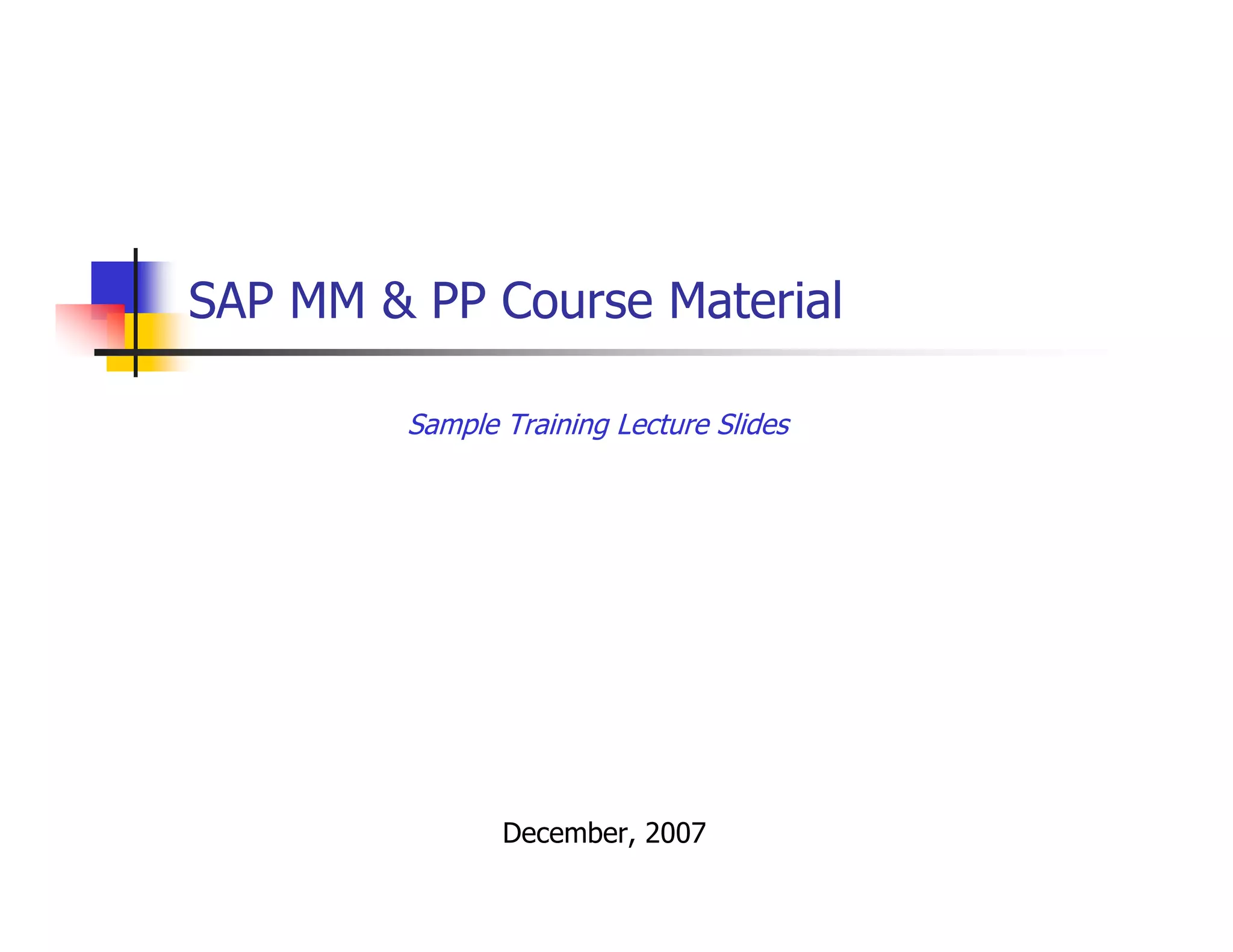 Sample sap mm pp course material | PDF