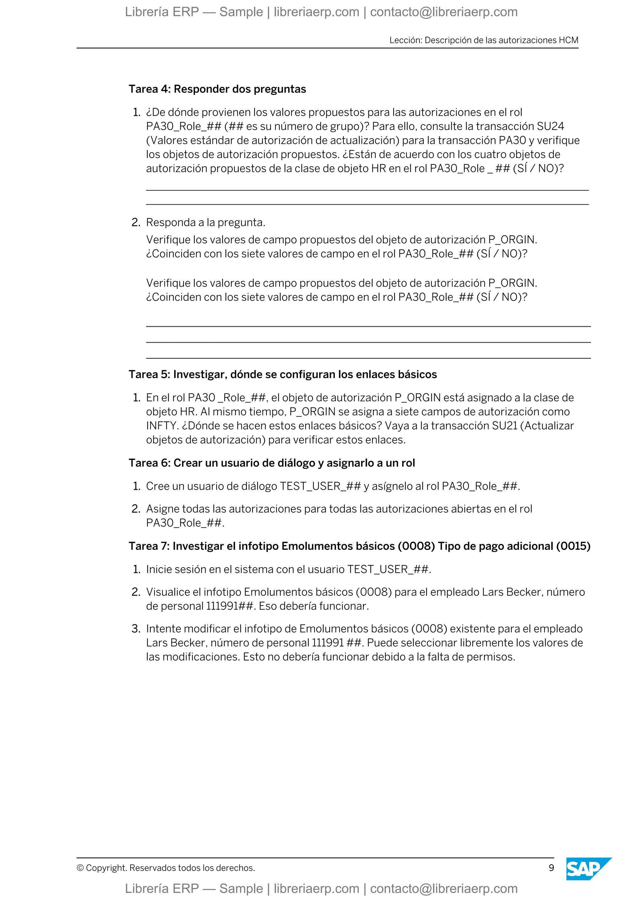 Autorizaciones en SAP ERP HCM para S/4HANA | PDF