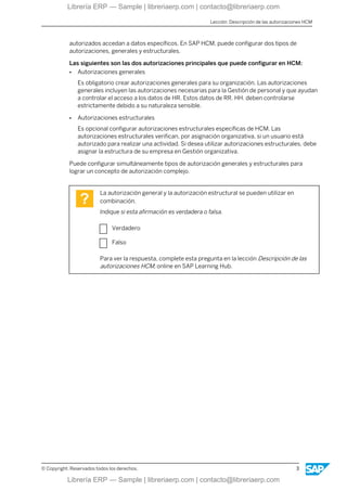 Autorizaciones en SAP ERP HCM para S/4HANA | PDF