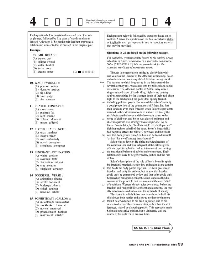 Sample SAT paper | PDF