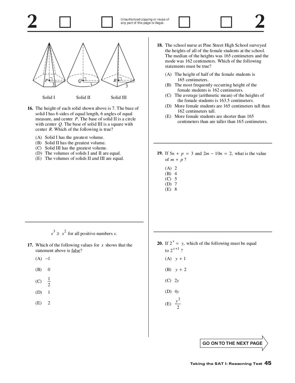 Sample SAT Paper Sample SAT Paper