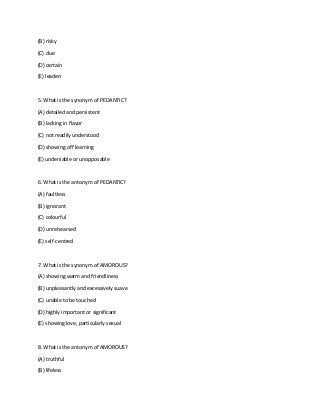 Sample Sat Vocabulary Questions | PDF