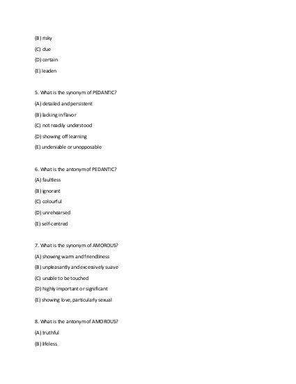 Sample Sat Vocabulary Questions | PDF