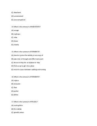 Sample Sat Vocabulary Questions | PDF