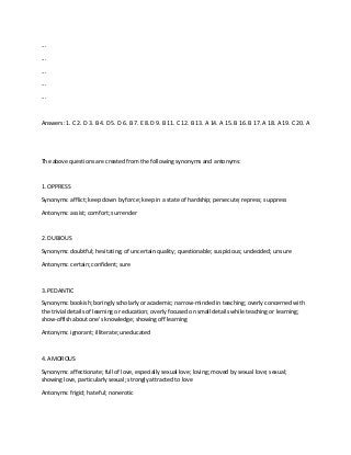 Sample Sat Vocabulary Questions | PDF