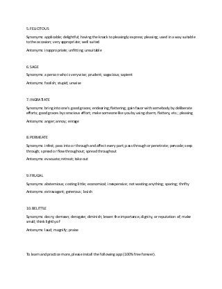 Sample Sat Vocabulary Questions | PDF