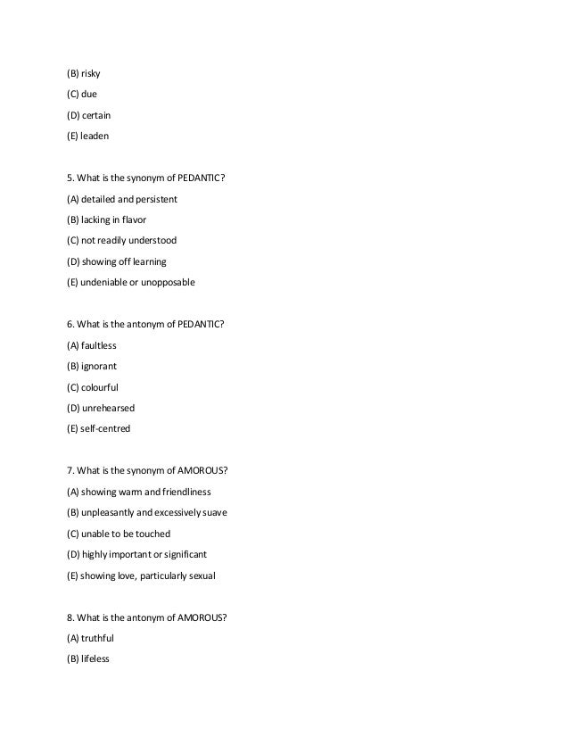 Sample Sat Vocabulary Questions | PDF