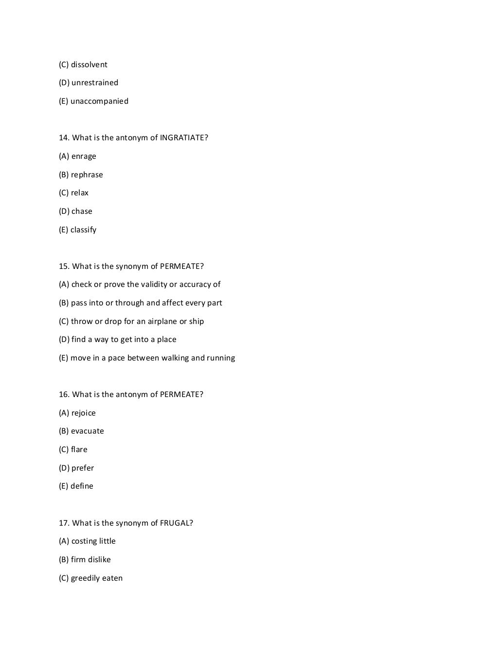 Sample Sat Vocabulary Questions | PDF