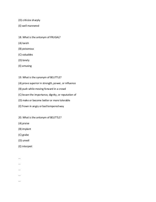 Sample Sat Vocabulary Questions | PDF