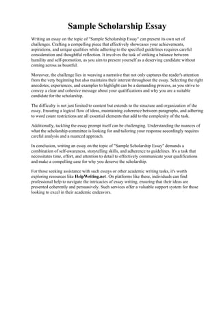 Sample Scholarship Essay | PDF