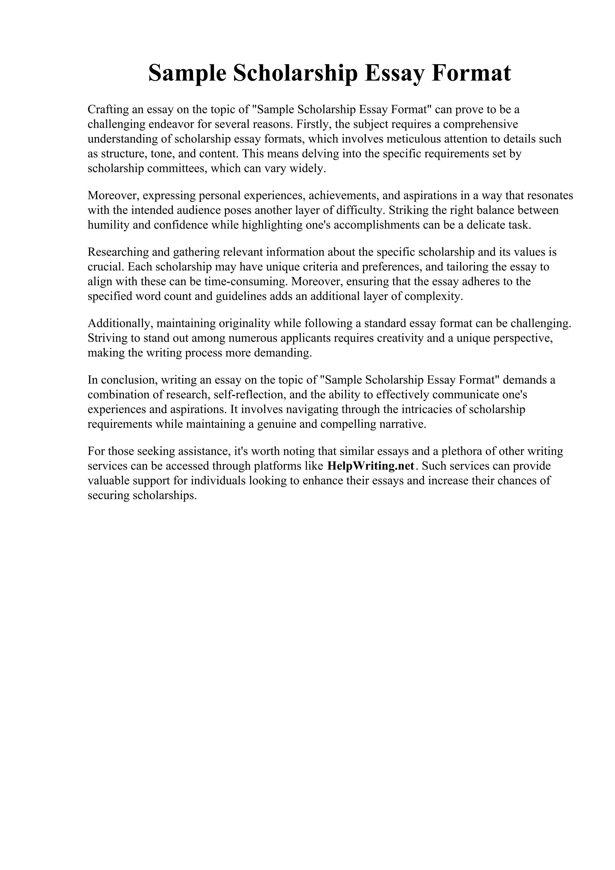 Sample Scholarship Essay Format. 011 Why Do You Deserve This ...