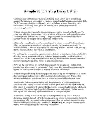 Sample Scholarship Essay Letter.pdf | Student Financial Aid | Financial ...