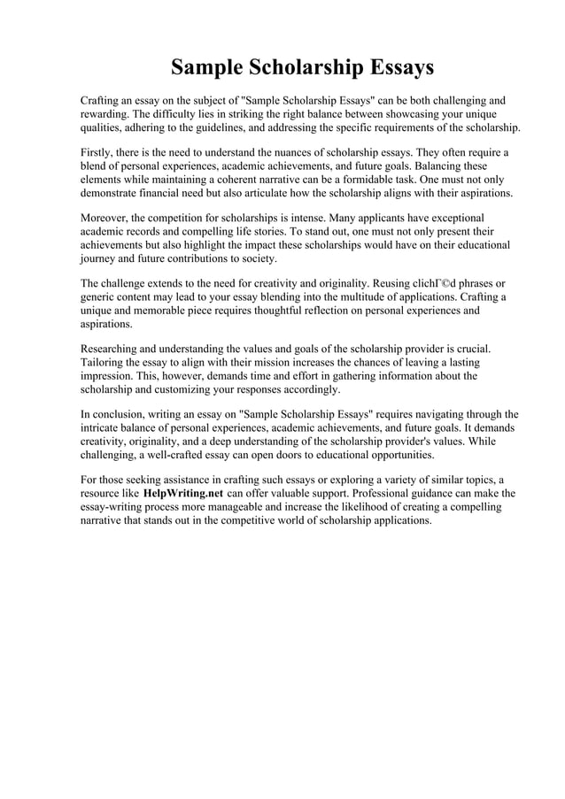 Sample Scholarship Essays | PDF